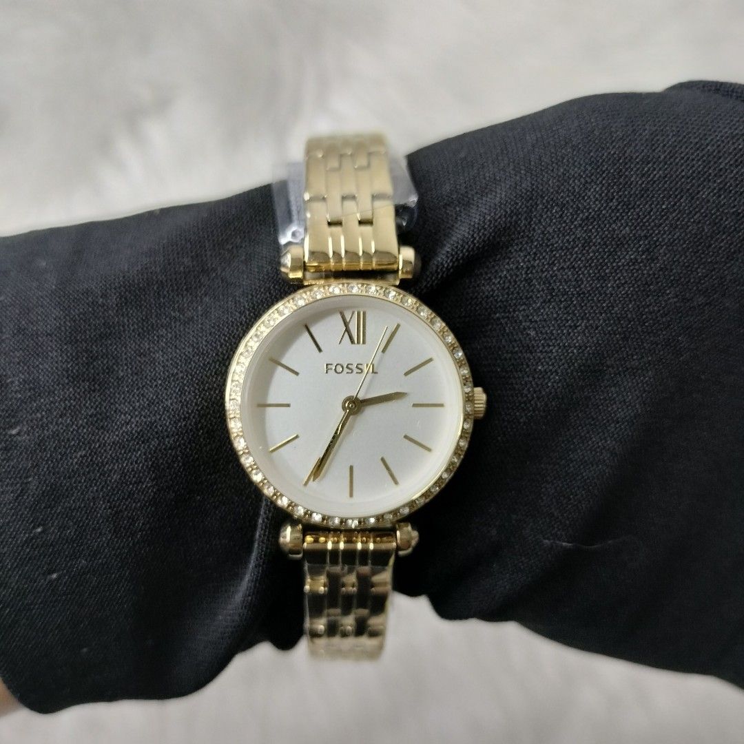 FOSSIL TILLIE MINI THREE HAND GOLD TONE STAINLESS STEEL WATCH (BQ3503 ...
