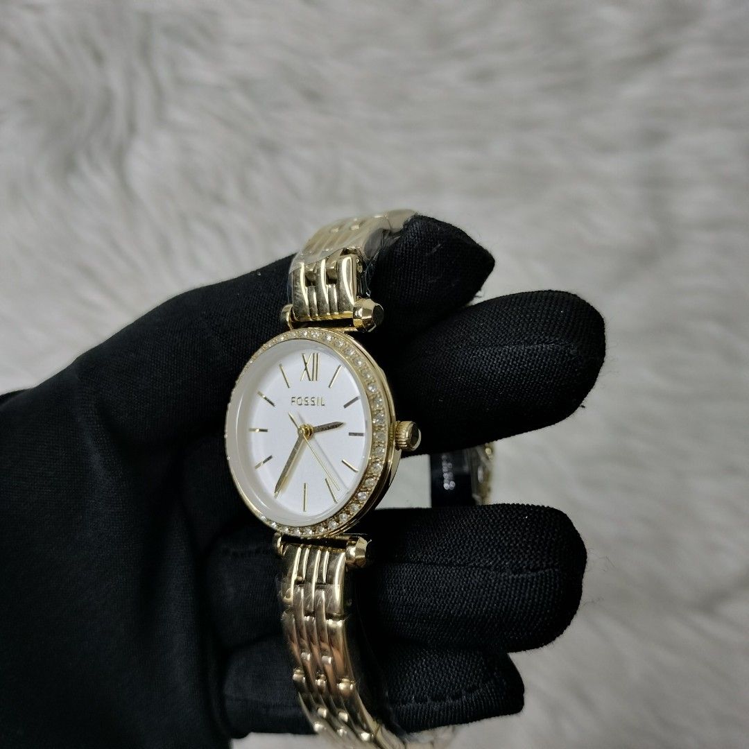 FOSSIL TILLIE MINI THREE HAND GOLD TONE STAINLESS STEEL WATCH (BQ3503 ...