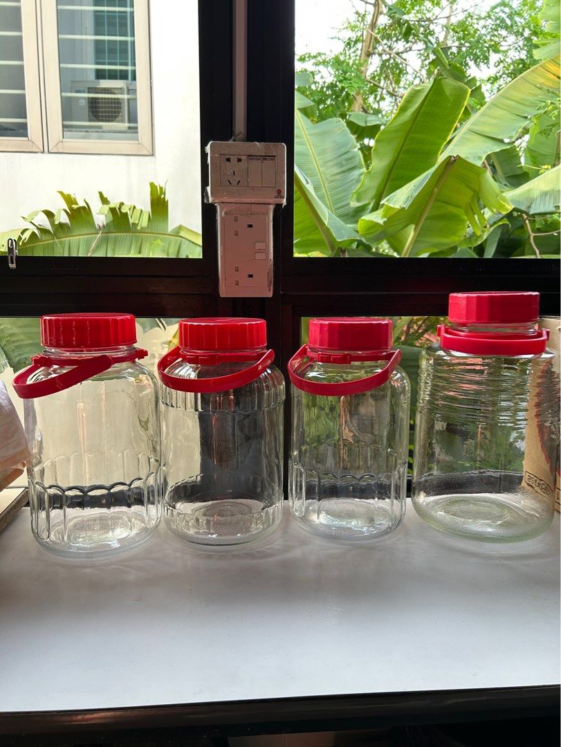 Heavy Duty Glass Jars with lid and handle, Furniture & Home Living ...