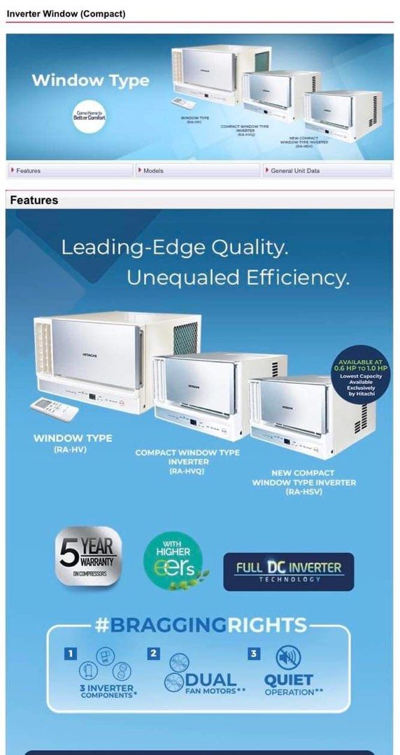 HITACHI WINDOW TYPE INVERTER AIRCON, TV & Home Appliances, Air ...