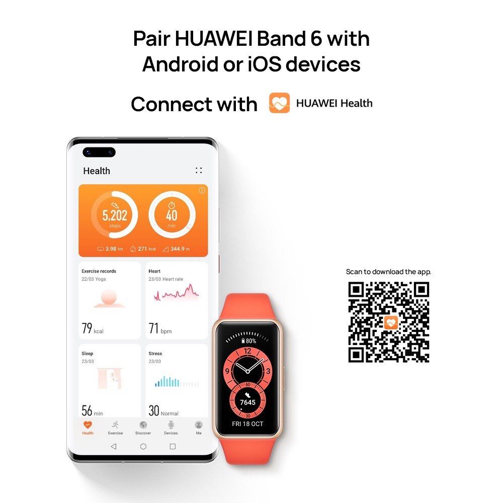 Huawei Band 6 Smartwatch, Health & Nutrition, Health Monitors ...