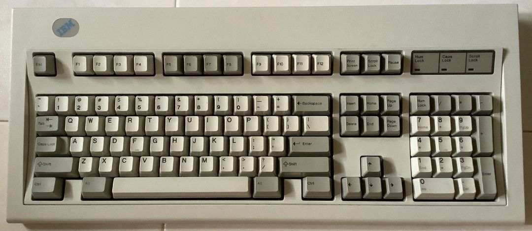 IBM Model M Blue Badge 1994 with PS/2 and USB cables, Computers & Tech ...