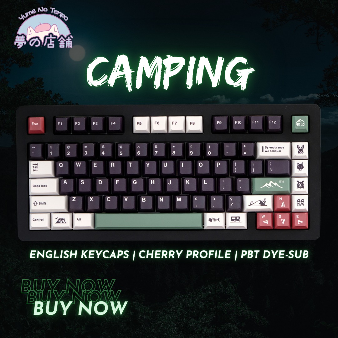 [IN STOCK] Camping Keycaps | English Keycaps | Cherry Profile | PBT Dye ...