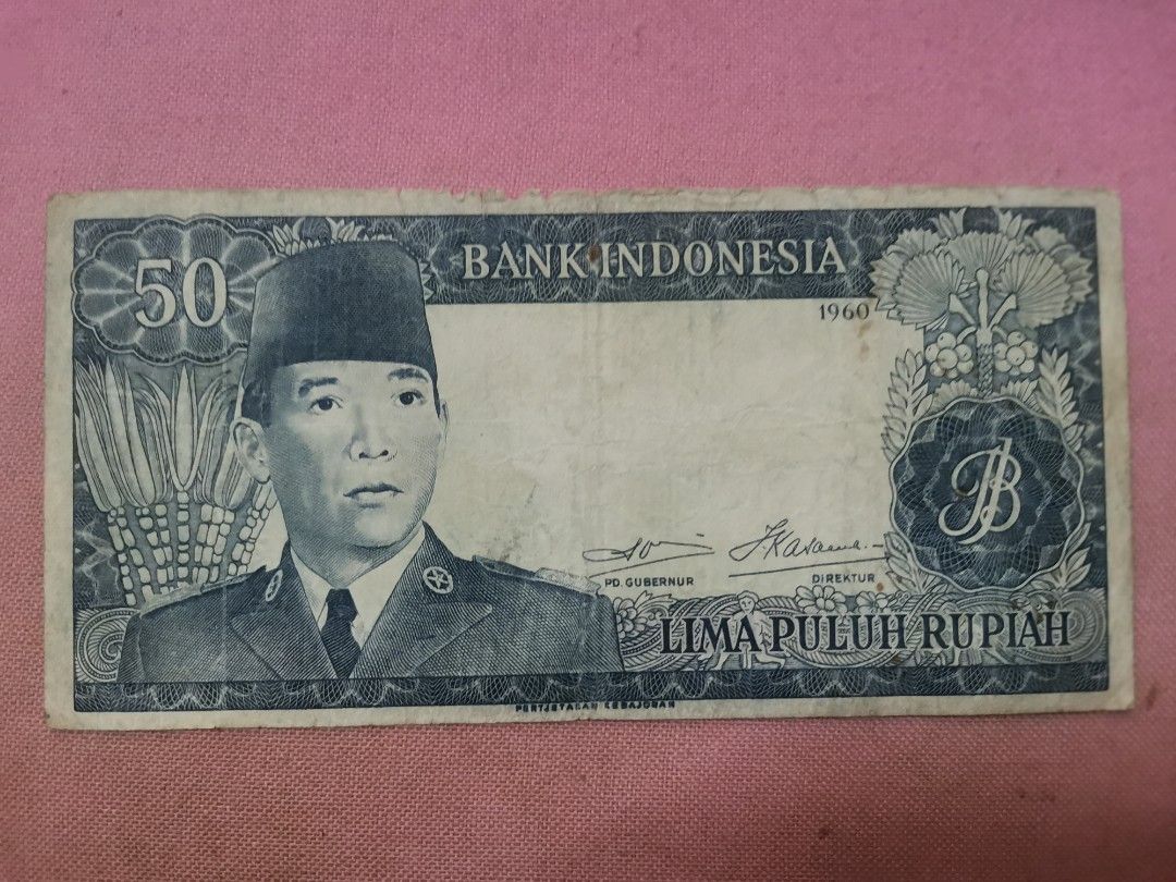 Indonesia 50 Rupiah 1960 Sukarno Banknote, Hobbies & Toys, Collectibles ...