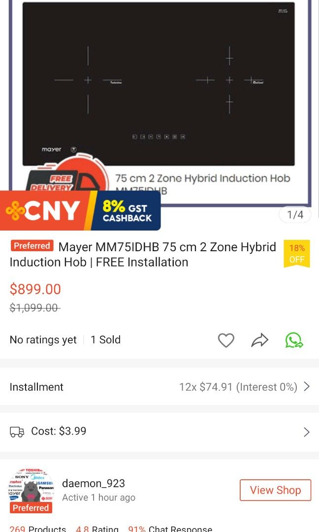 Mayer Dual Induction Hob, TV & Home Appliances, Kitchen Appliances ...