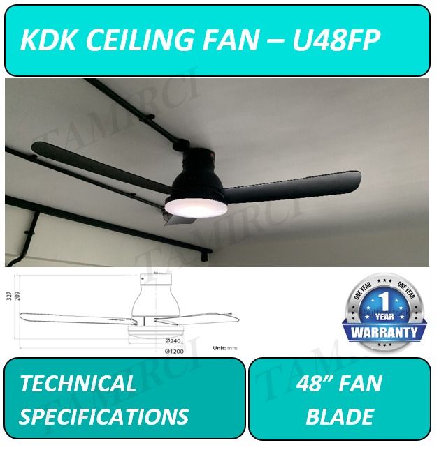 KDK U48FP CEILING FAN with LED, Furniture & Home Living, Lighting ...