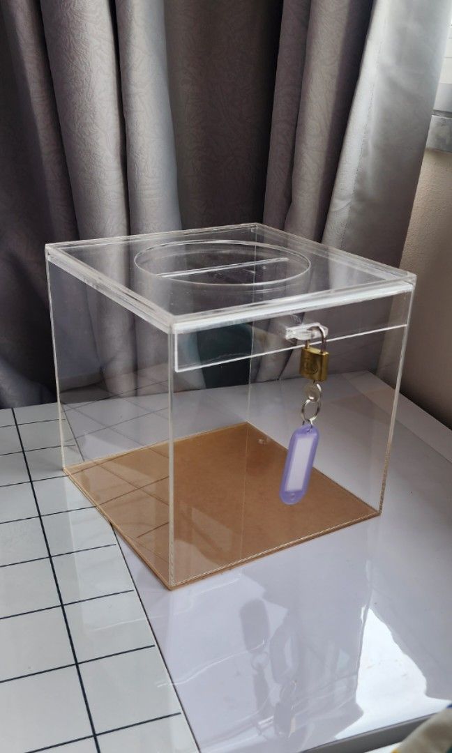 Acrylic Lucky draw Box / Voting box / Display box with free lock and ...