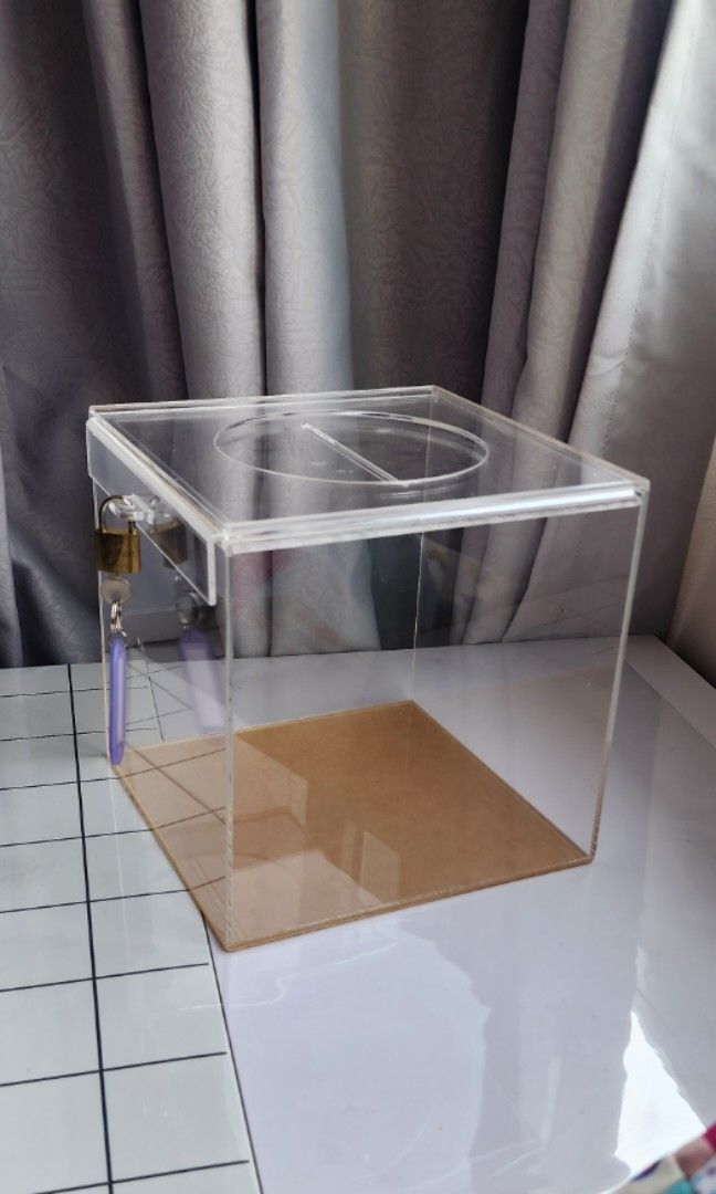 Acrylic Lucky draw Box / Voting box / Display box with free lock and ...