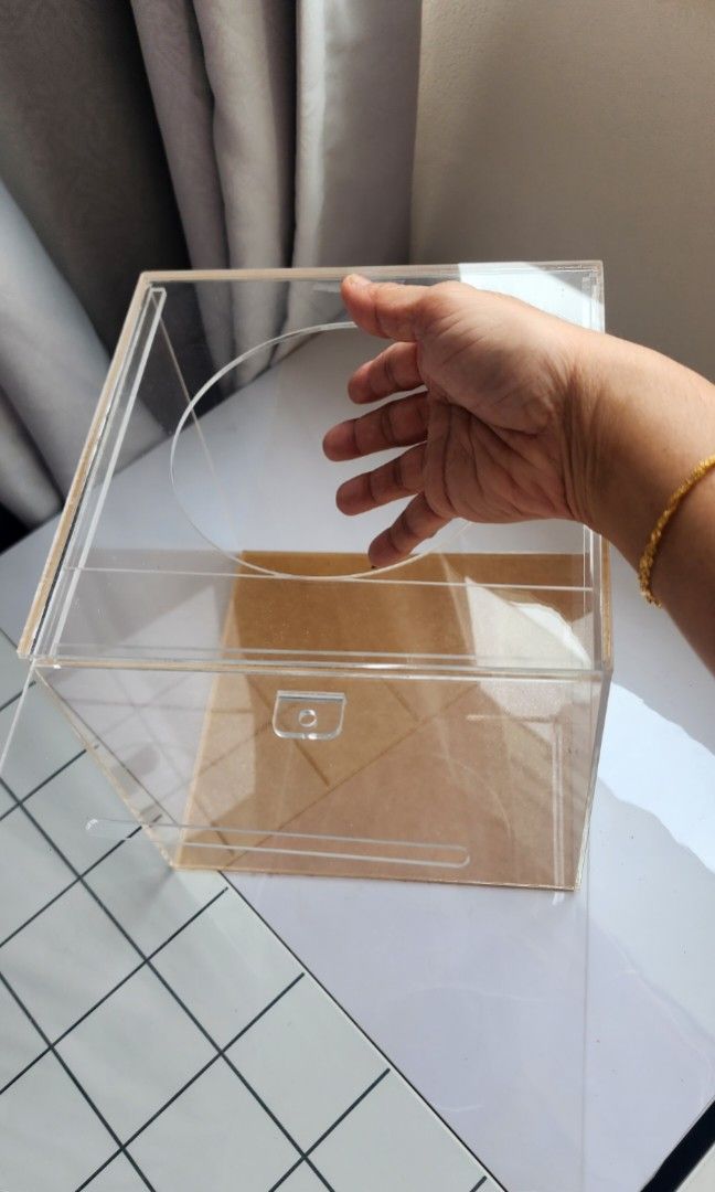 Acrylic Lucky draw Box / Voting box / Display box with free lock and ...