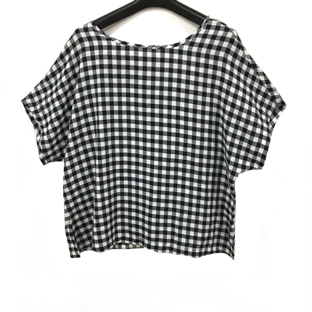 Marks And Spencer Algodon Checked Wide Fit Back Laced Tie Checked Tops ...