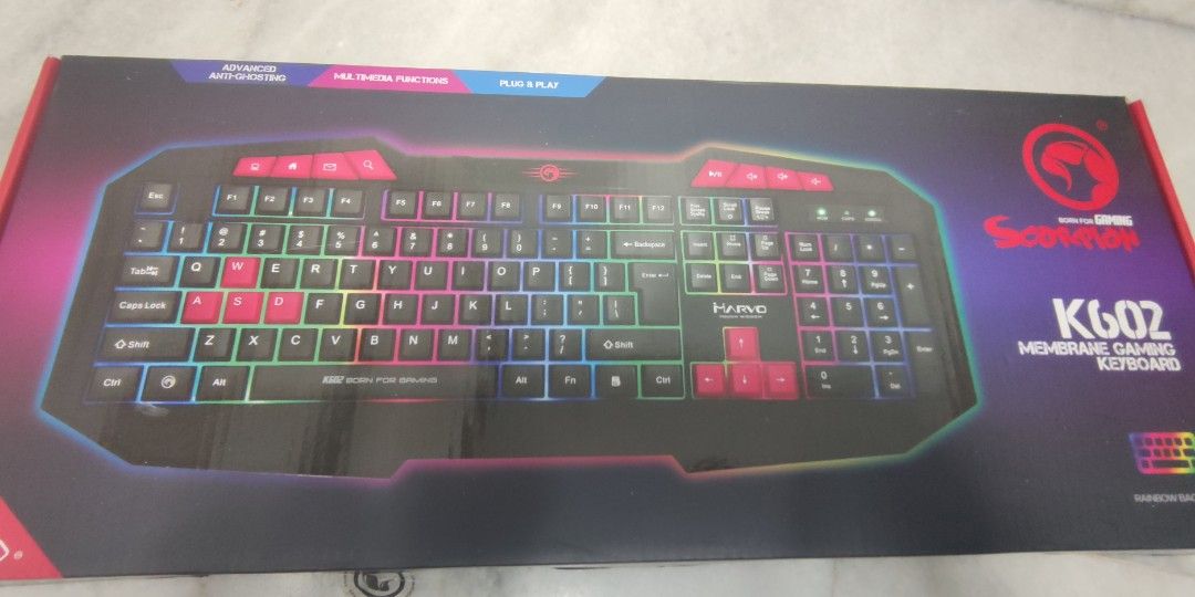 Marvo K602 wired membrane rainbow backlit keyboard, Computers & Tech ...