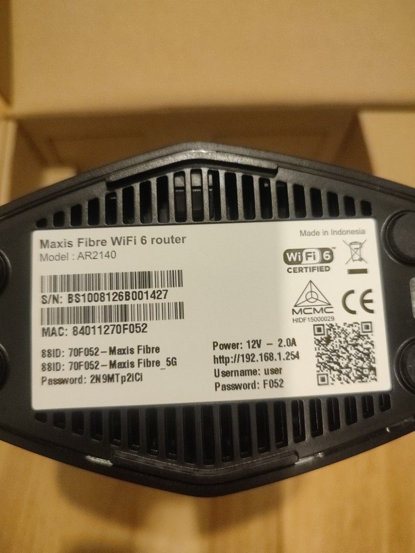 Maxis Wifi 6 Router Modem Ar2140 Computers And Tech Parts And Accessories