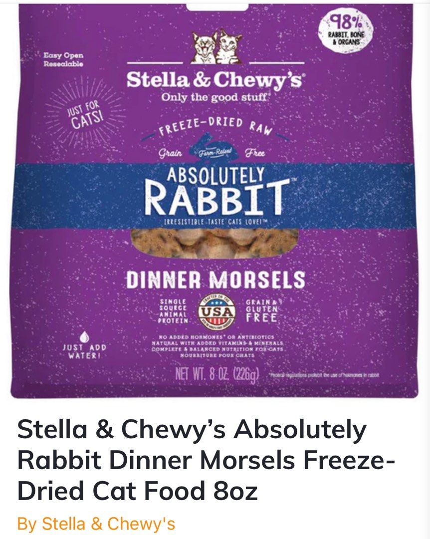 *NEW* Stella & Chewy Freeze Dried Rabbit Dinner Morsels, Pet Supplies ...