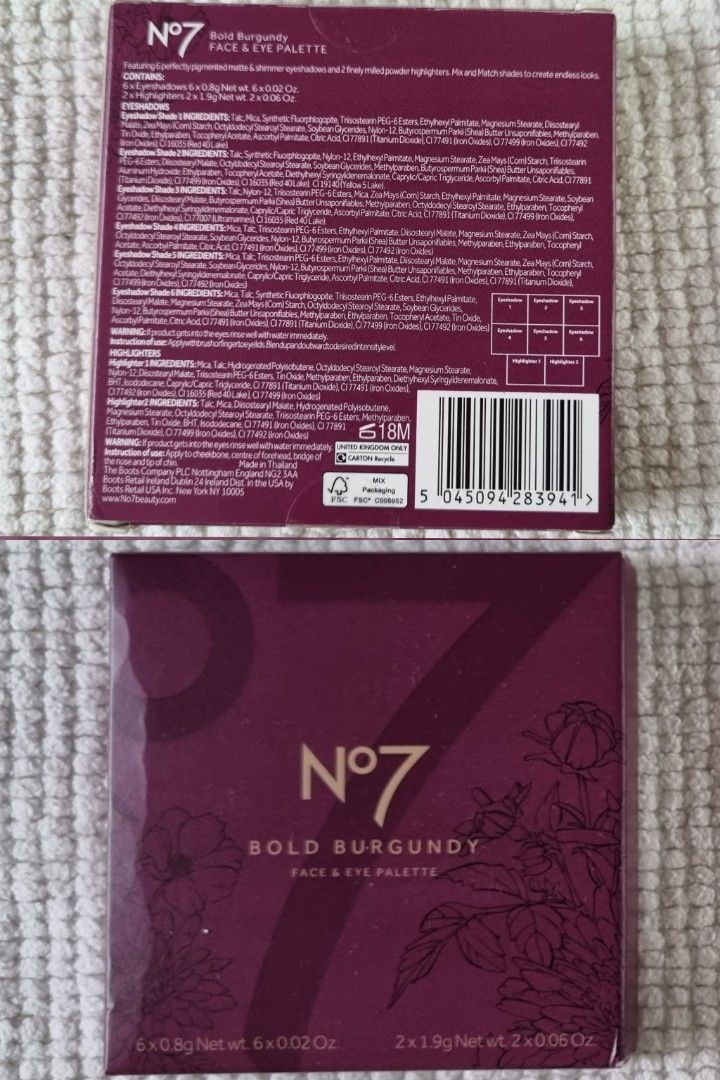 No7 Bold Burgundy Collection Face & Eye Palette, Beauty & Personal Care ...