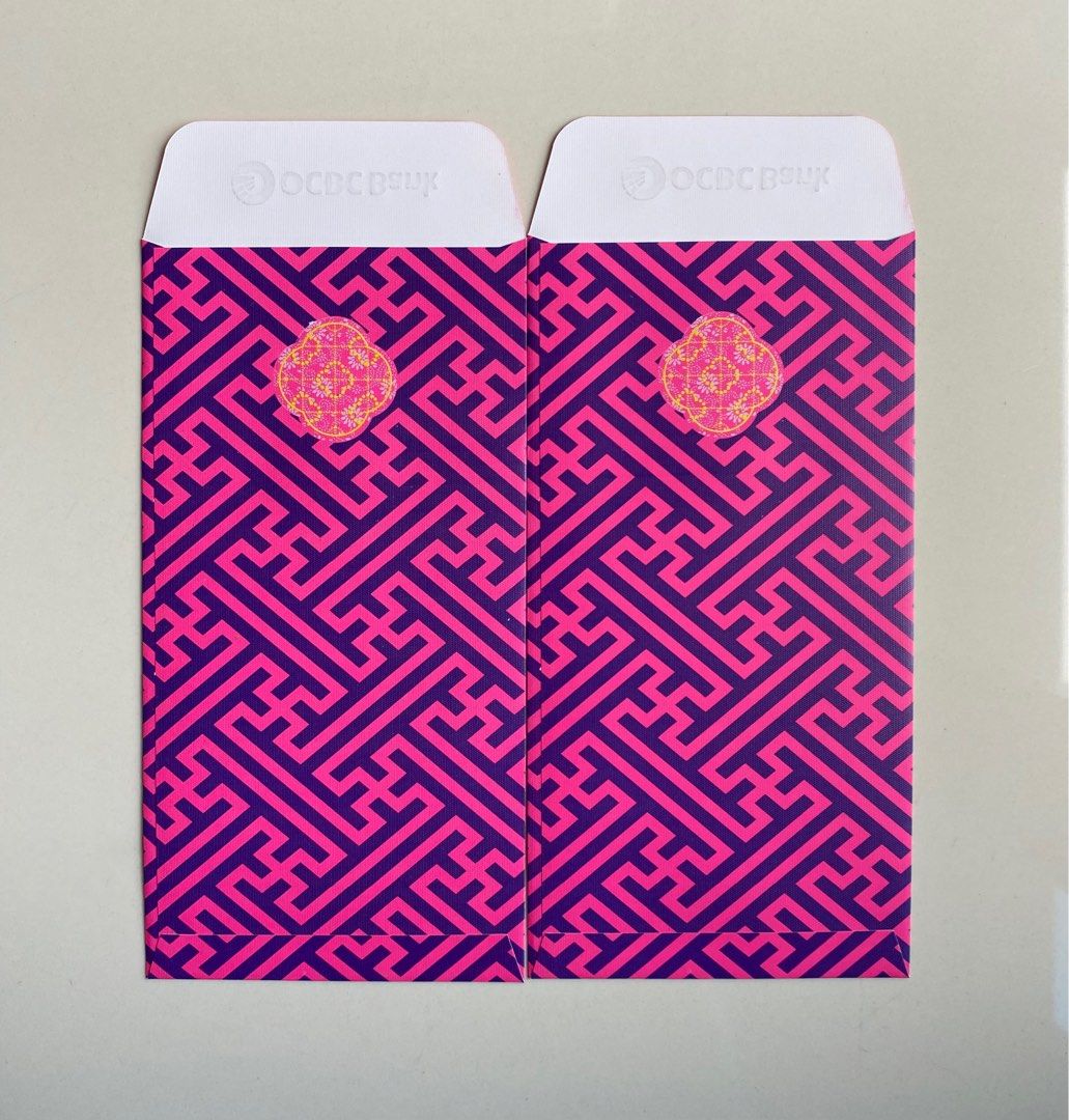 OCBC Bank 8 pieces Angpau Angbao Red Packet, Hobbies & Toys, Stationery ...