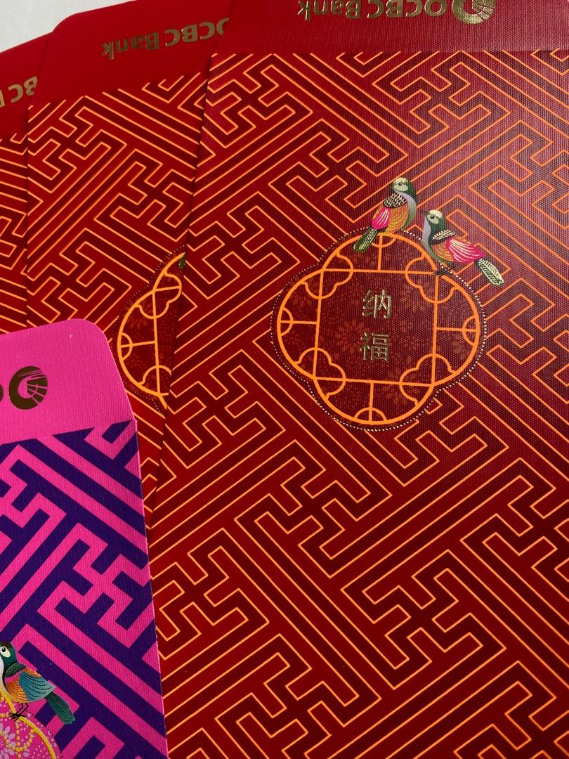 OCBC Bank 8 pieces Angpau Angbao Red Packet, Hobbies & Toys, Stationery ...