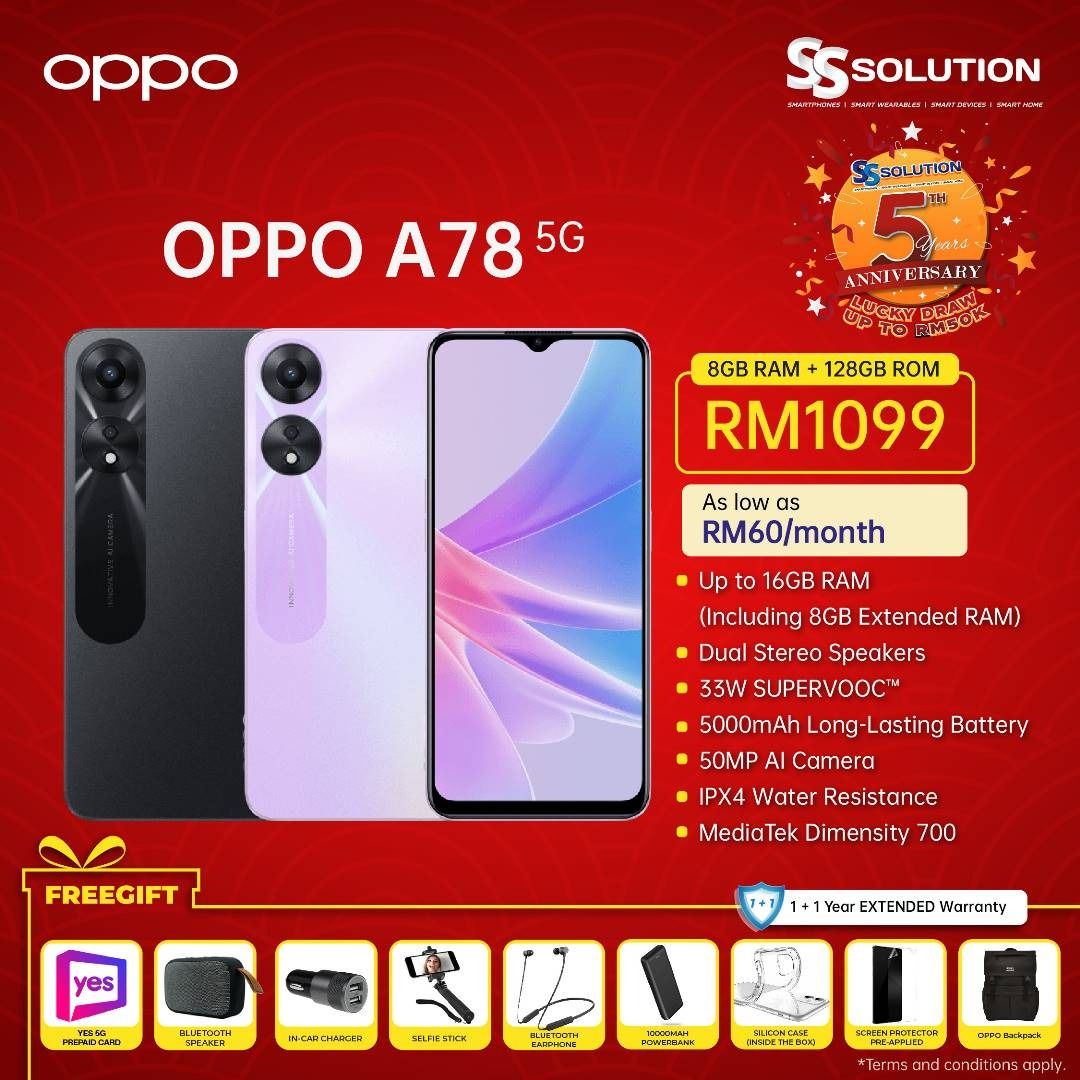 Oppo A78 5G [8GB+128GB] With 1 Year Warranty By Oppo Malaysia, Mobile ...