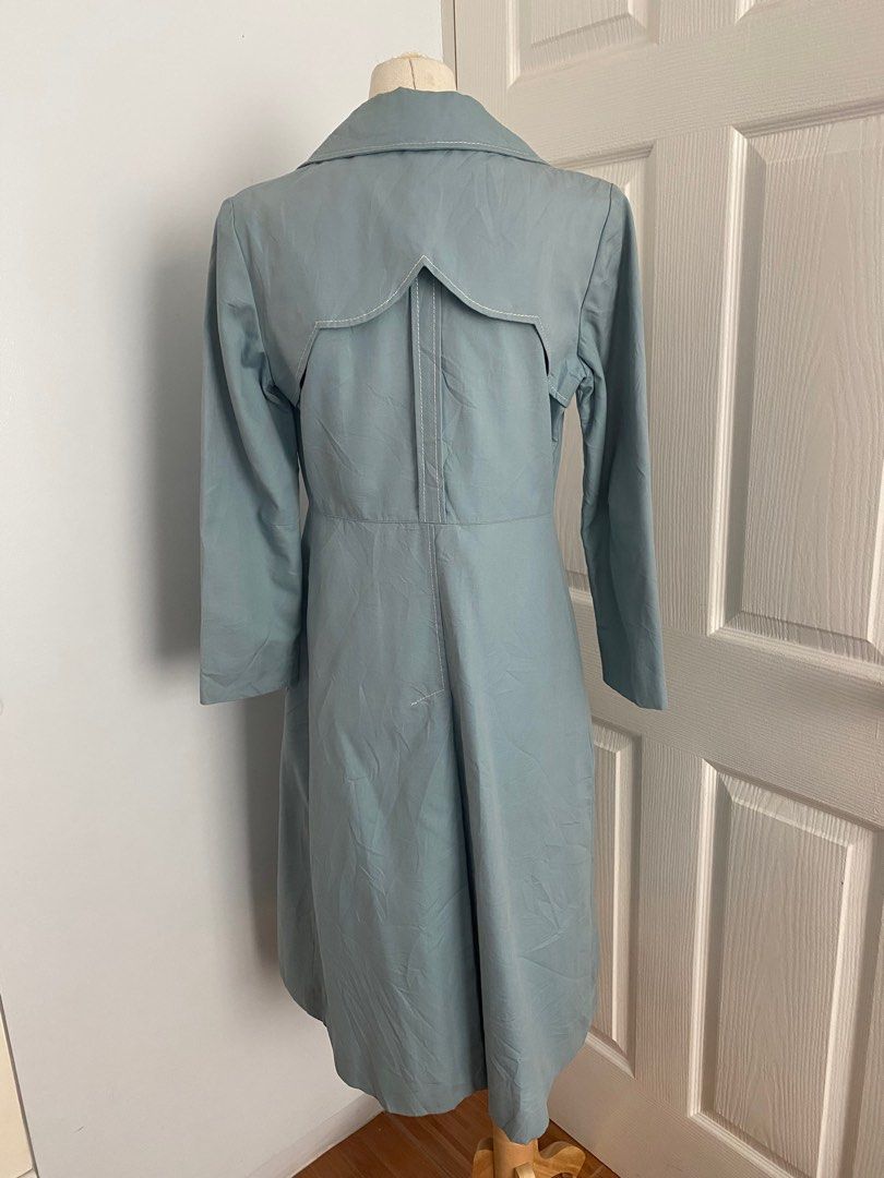 pastel blue Long trench Coat, Women's Fashion, Coats, Jackets and Outerwear on Carousell