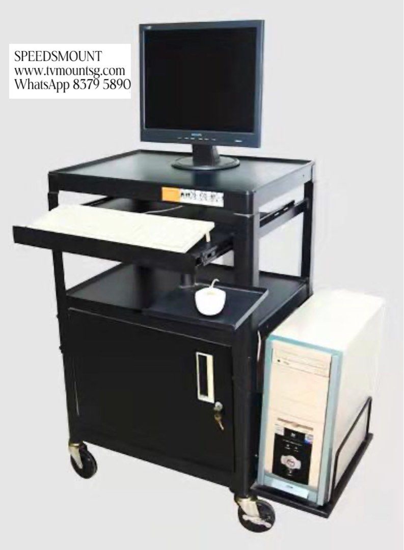 (PB97-E) monitor laptop mobile cart keyboard shelf Workstation movable ...