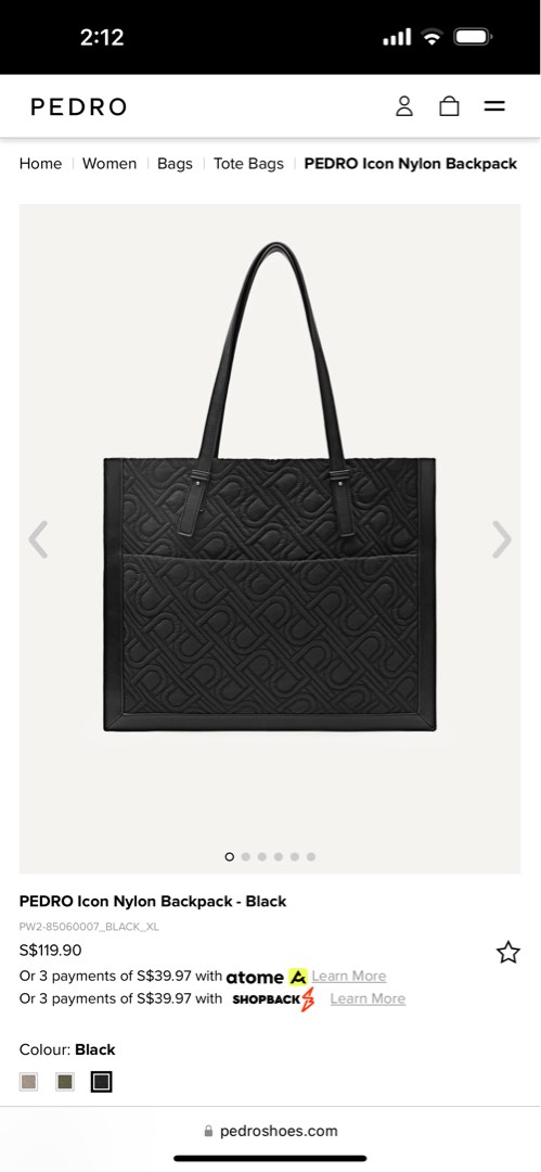 PEDRO Icon Nylon Backpack - Black, Women's Fashion, Bags & Wallets ...