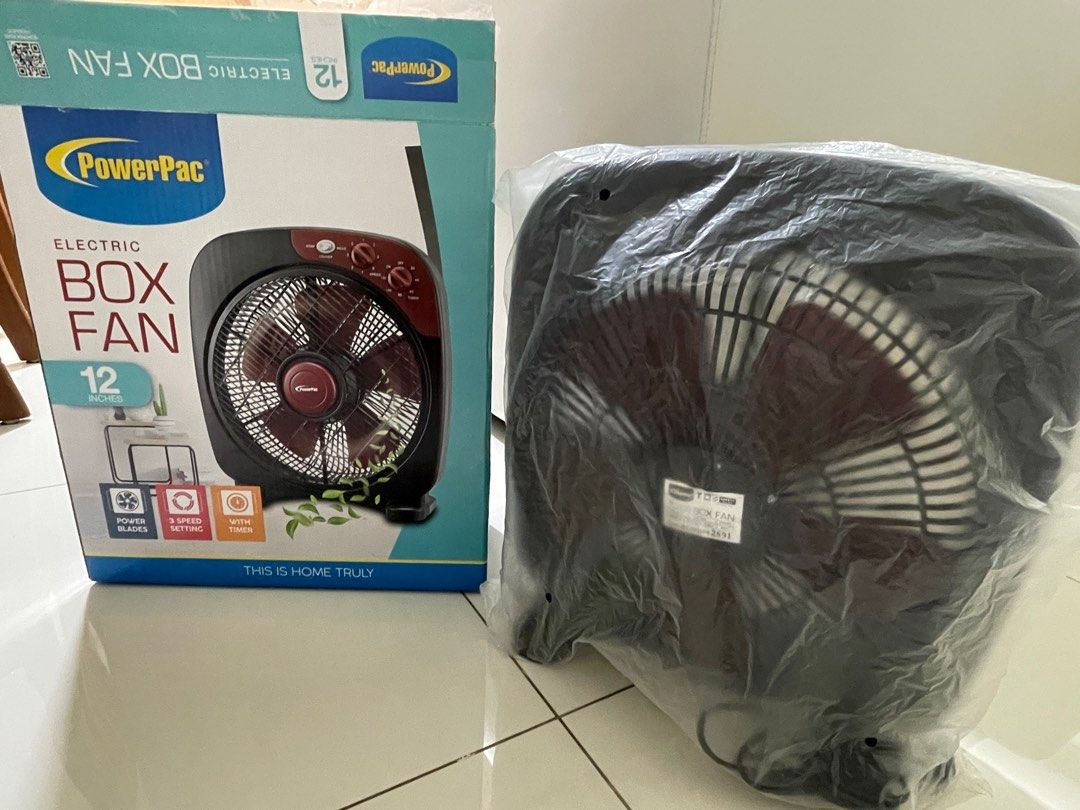 Power Pac Electric Box Fan/Table Fan, Furniture & Home Living, Lighting ...