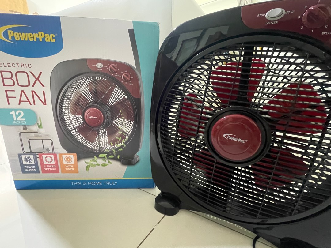Power Pac Electric Box Fan/Table Fan, Furniture & Home Living, Lighting ...