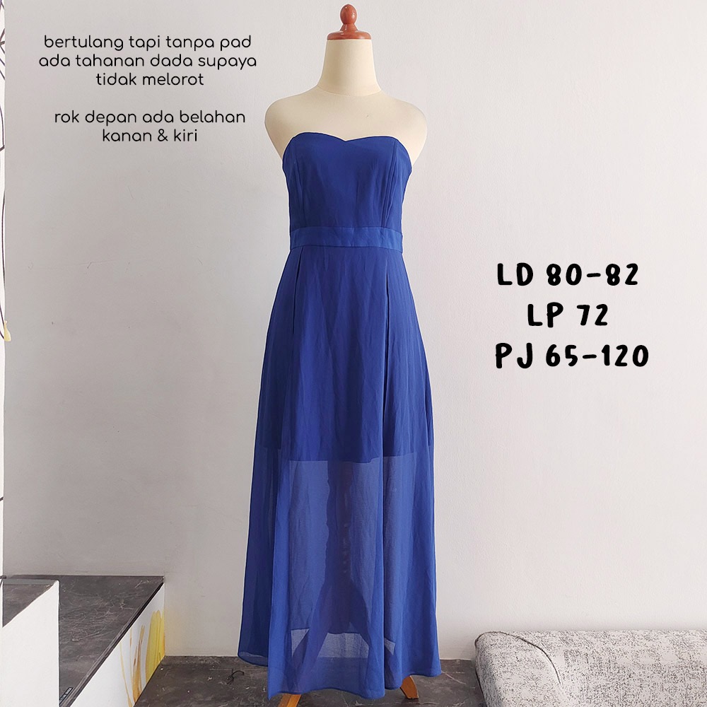 PREMIUM DRESS VAIN GLORIOUS YOU party chiffon sifon biru birel blue ...