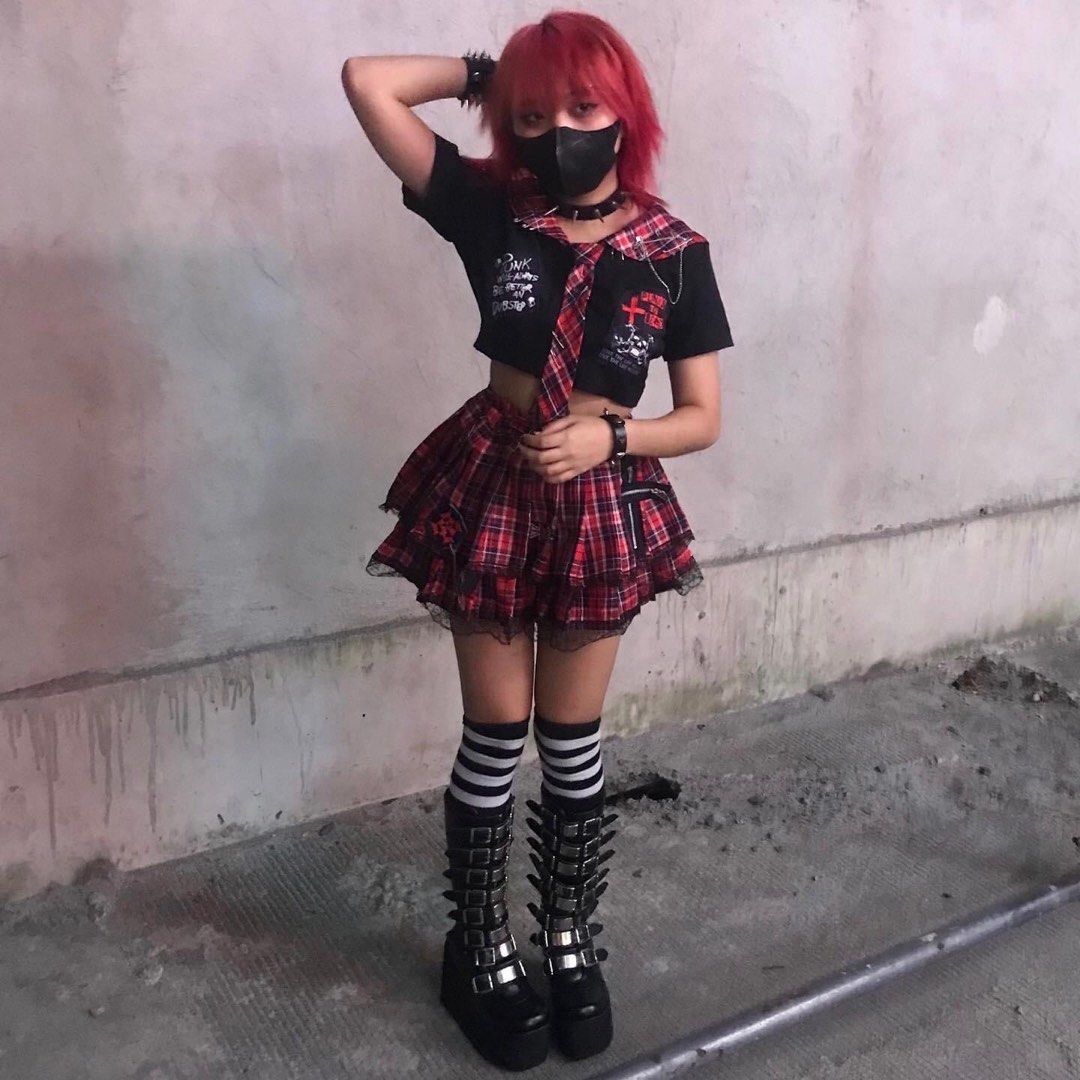 PUNK GOTH GOTHIC ALT VKEI GRUNGE MADPUNKS VIBE SCHOOL GIRL SET, Women's ...