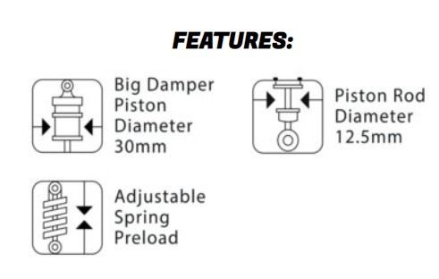 RACING BOY RCB ABSORBER AEROX V1 V2 / AEROX 155 / NMAX V2 MB-2 305MM ...