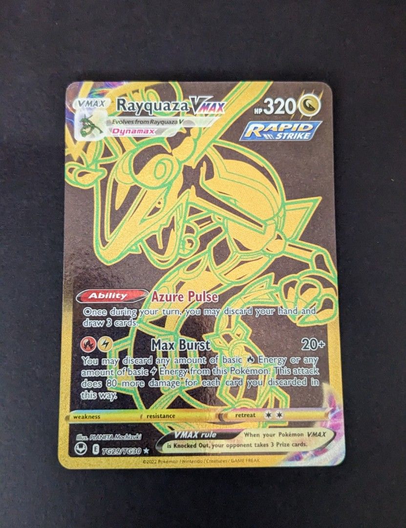 Rayquaza Vmax Gold TG Silver Tempest Pokemon Card Tcg #2, Hobbies ...