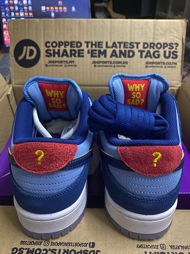 SB Dunk low pro Why So Sad, Men's Fashion, Footwear, Sneakers on Carousell