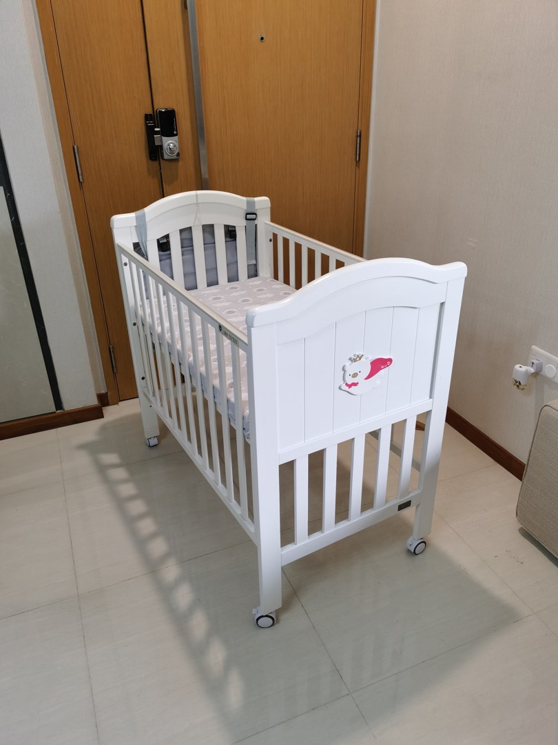 Solid wood baby cot adjustable, Babies & Kids, Baby Nursery & Kids ...