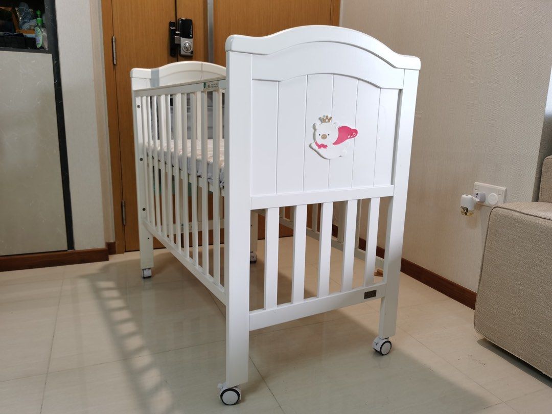 Solid wood baby cot adjustable, Babies & Kids, Baby Nursery & Kids ...