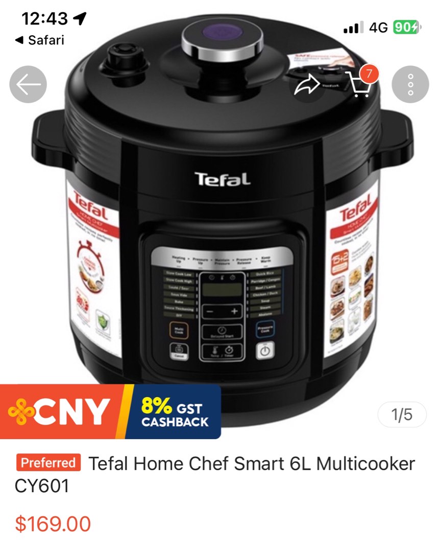 Tefal Home Chef Smart 6L Multicooker CY601, TV & Home Appliances, Kitchen Appliances, Cookers on ...