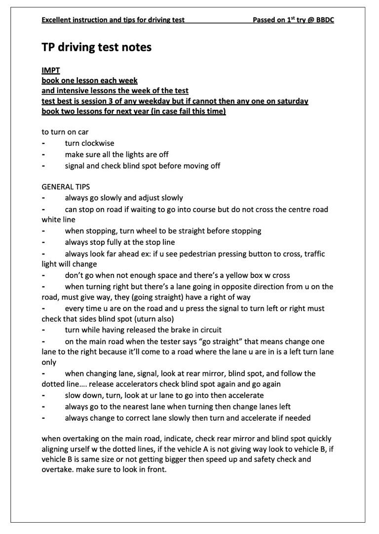 TP Driving Notes *passed on 1st try*, Hobbies & Toys, Books & Magazines ...
