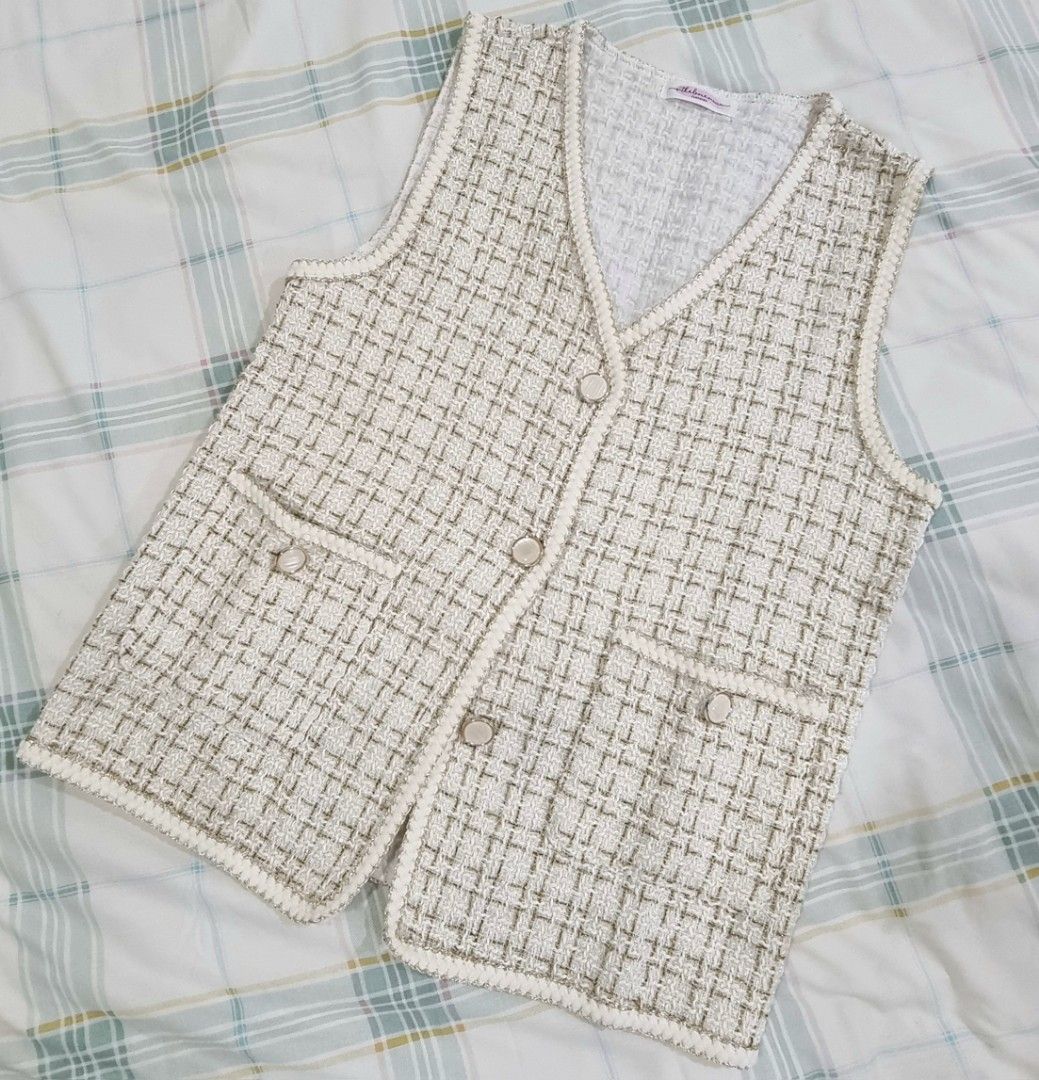 Tweed Vest Womens Fashion Tops Sleeveless On Carousell