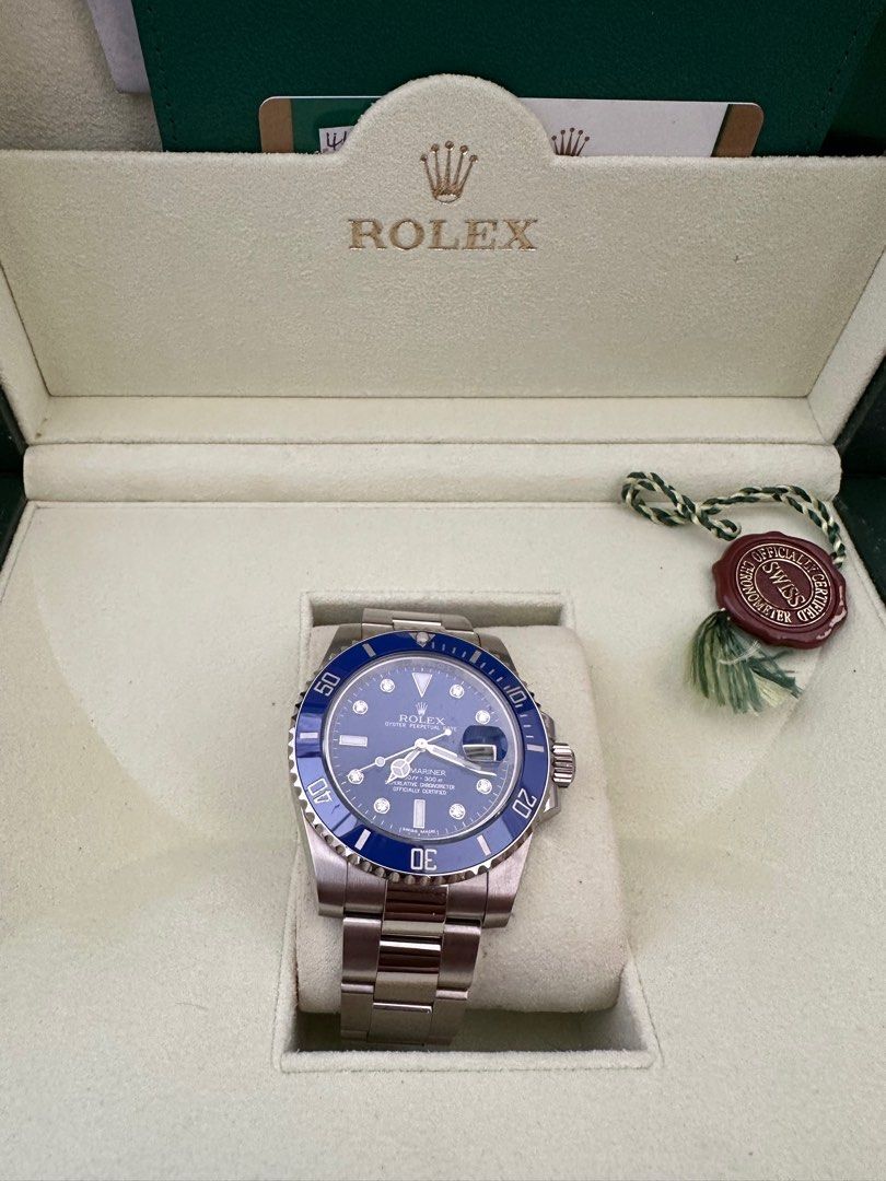 Very Rare Rolex Smurf 116619LB with diamonds, Luxury, Watches on Carousell