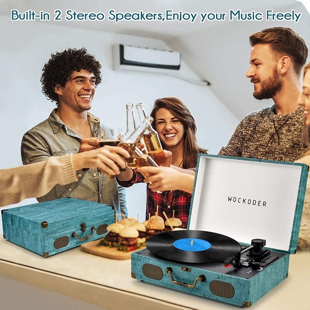 Wockoder Record Player with Speakers Turntable Wireless Portable LP ...