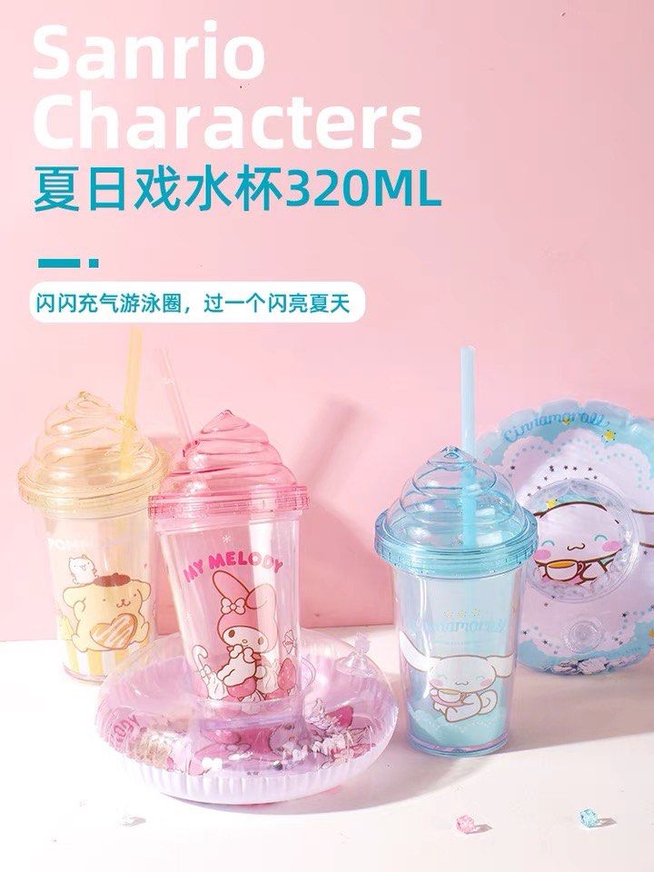[wts] sanrio miniso cinnamoroll cup straw set with float holder ...
