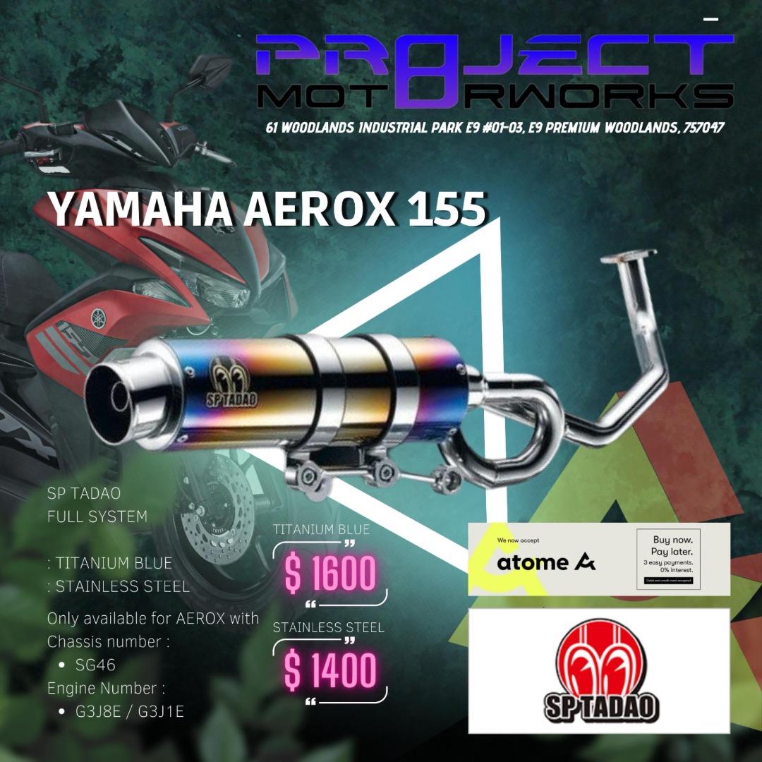 YAMAHA AEROX 155 SP TADAO FULL SYSTEM EXHAUST, Motorcycles, Motorcycle Accessories on Carousell