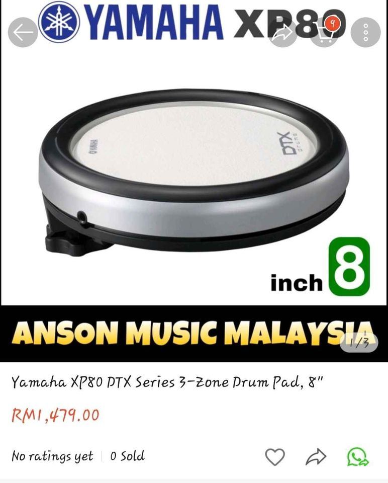 Yamaha XP80 Snare Drum. 3 Zone. Feels Like Real Drum, Hobbies & Toys ...