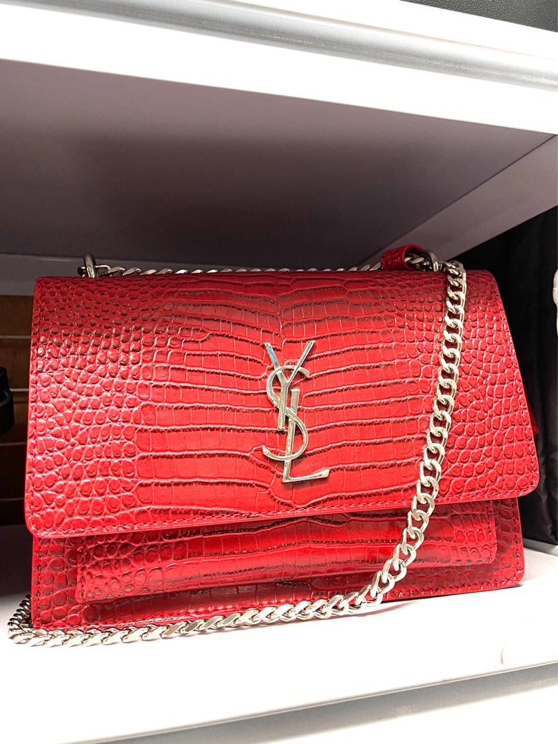 YSL RED SLING BAG, Luxury, Bags & Wallets on Carousell