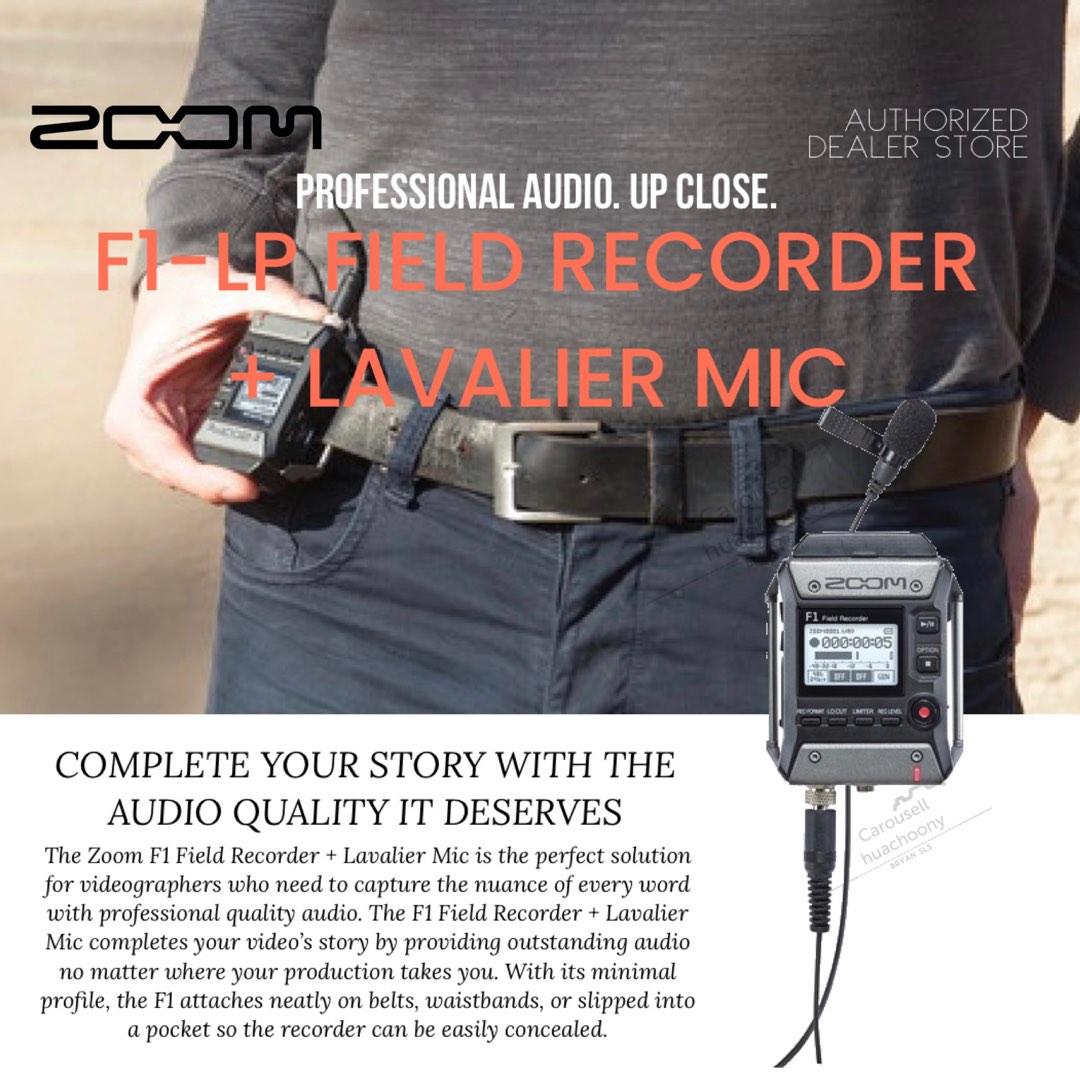 ZOOM F1-LP 2-Input / 2-Track Portable Field Recorder with Lavalier ...