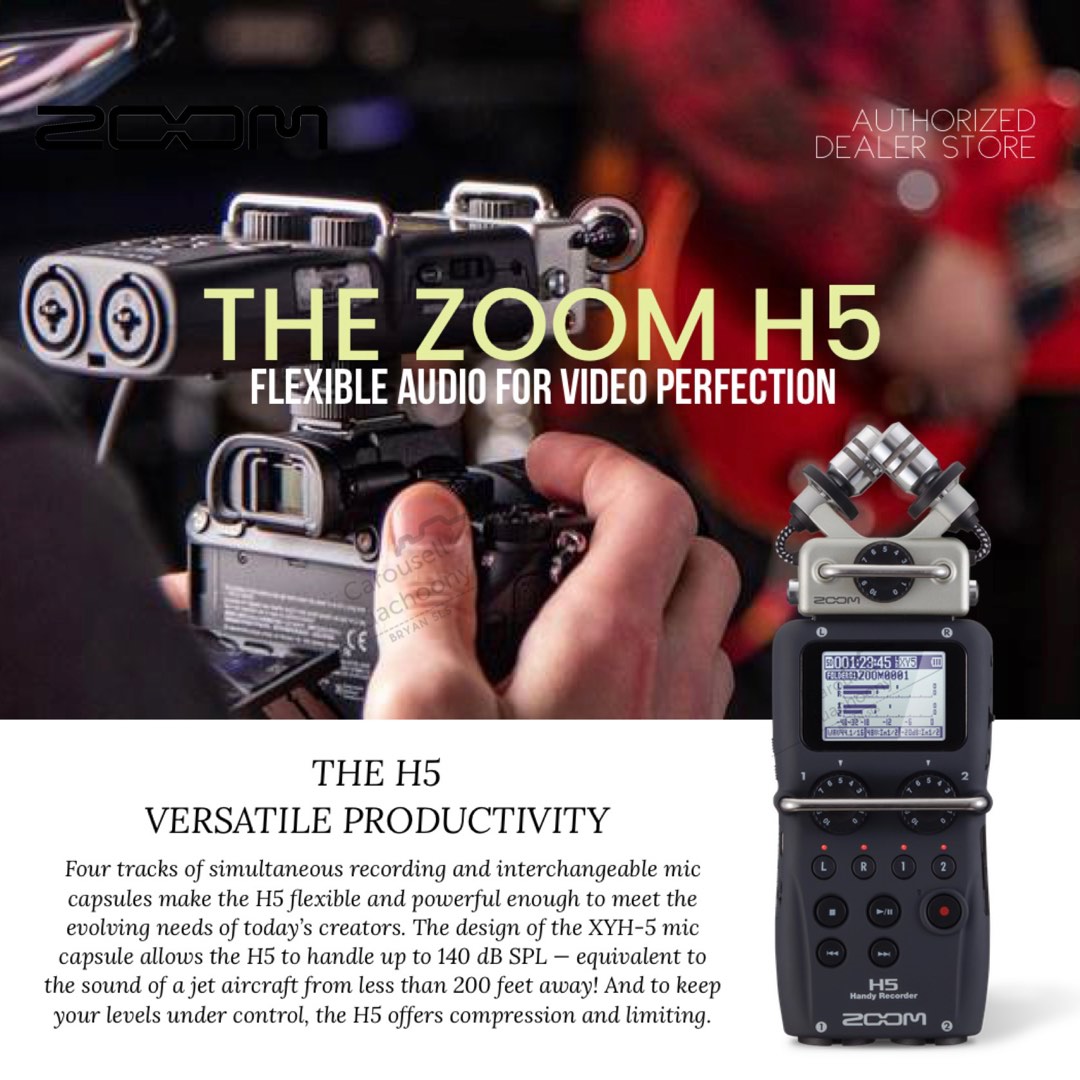 ZOOM H5 4-Input / 4-Track Portable Handy Recorder with Interchangeable ...
