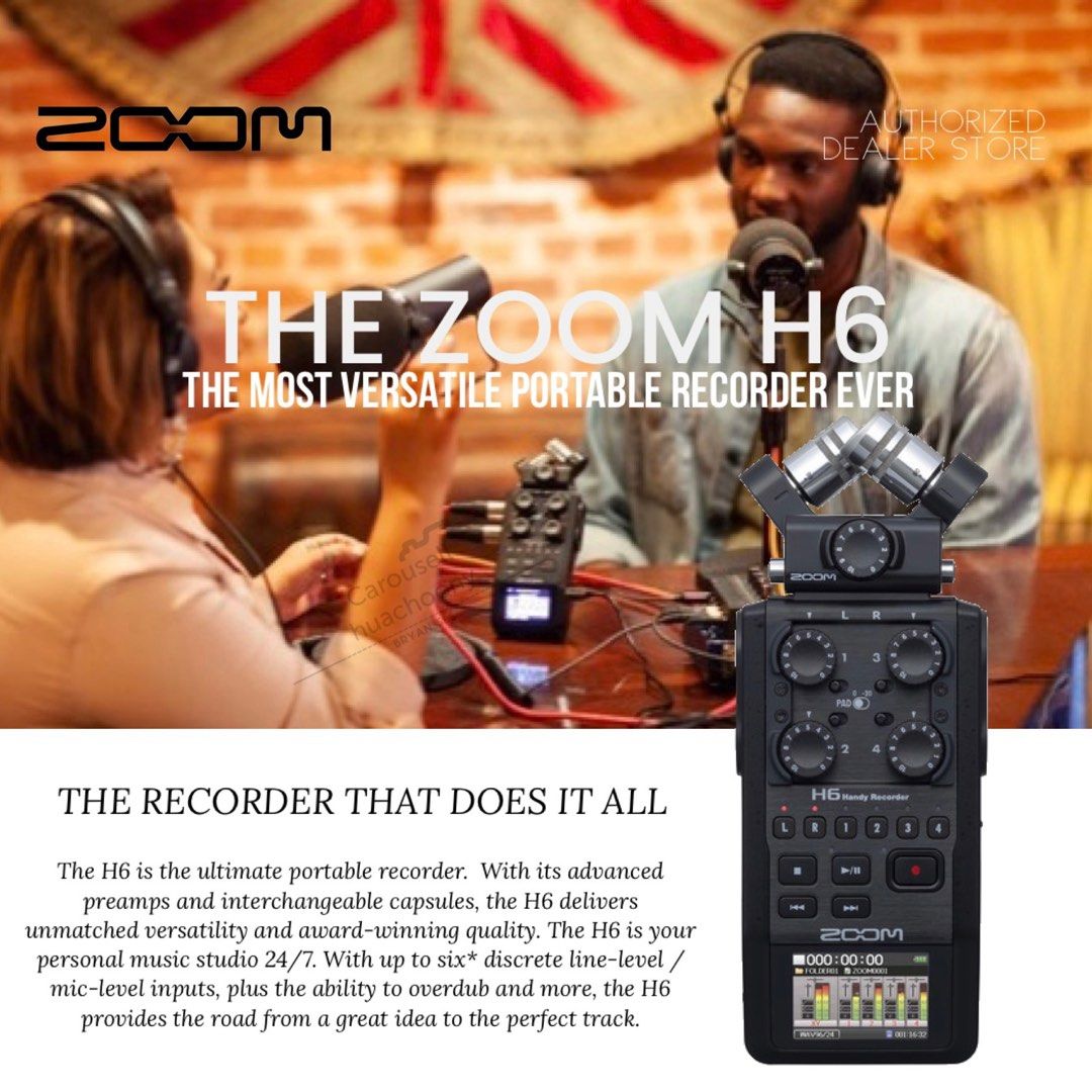 ZOOM H6 All Black 6-Input / 6-Track Portable Handy Recorder with Single ...
