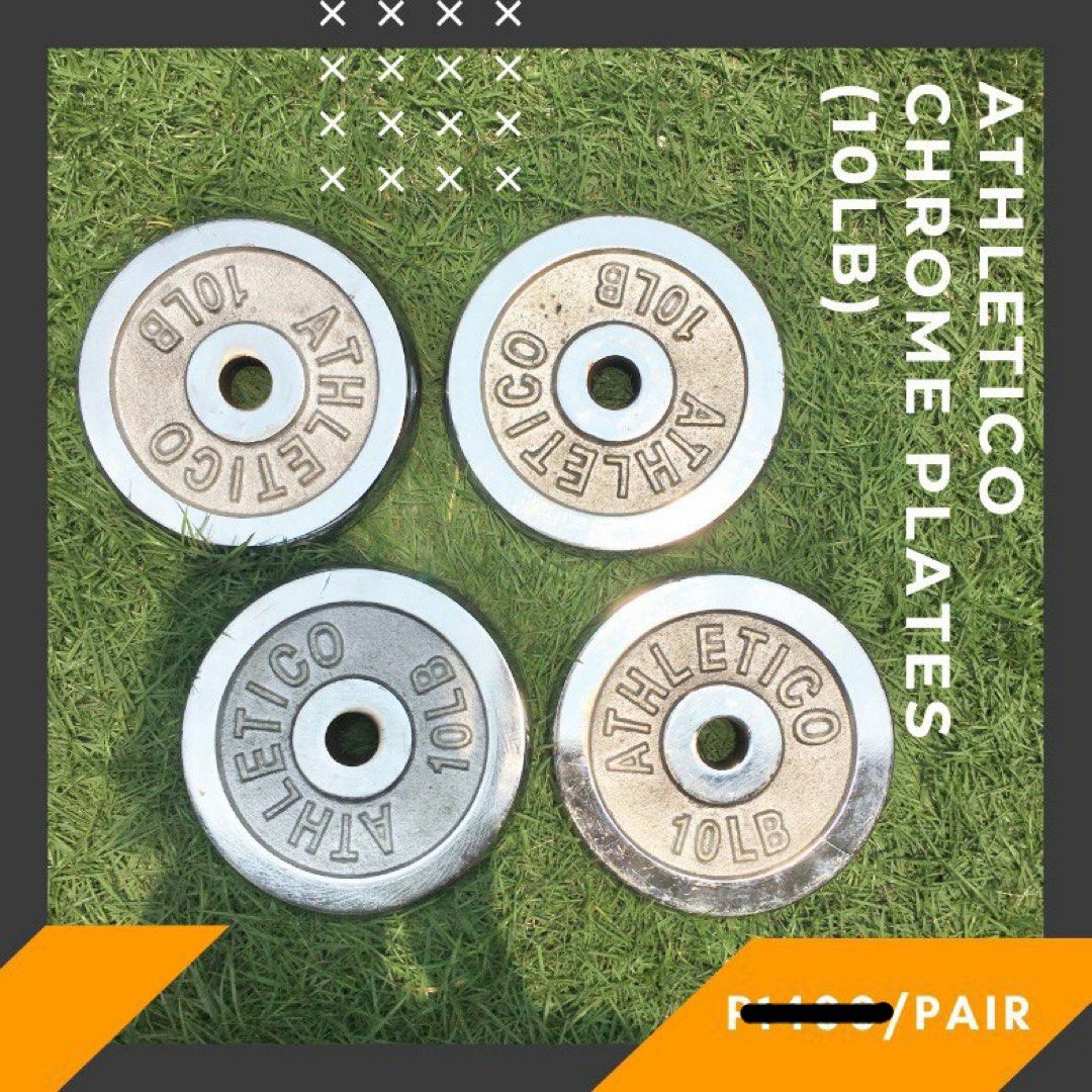 SALE! 10-lb ATHLETICO CHROME PLATES, Sports Equipment, Exercise ...