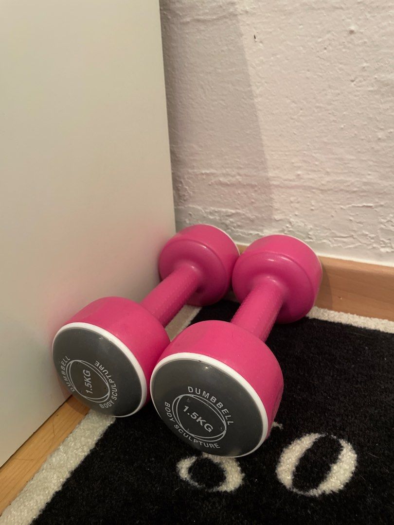 1.5KG Pink Dumbbell Set, Sports Equipment, Exercise & Fitness, Weights ...