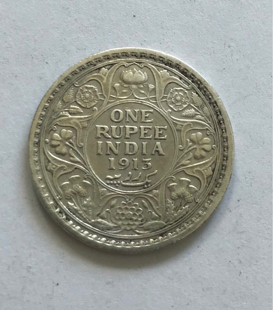 Rare vintage 1913 India King George V one rupee Silver coin with great details, Hobbies & Toys ...