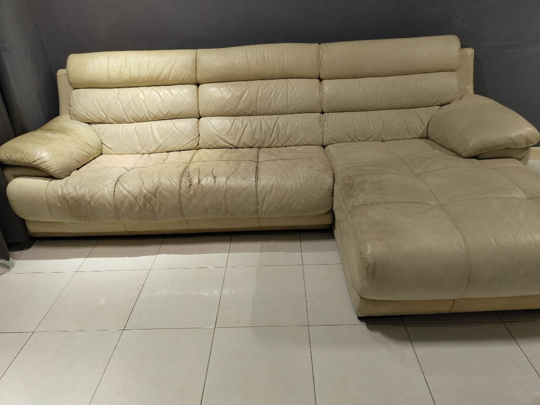 9ft Leather L-Shape Sofa, Furniture & Home Living, Furniture, Sofas on ...