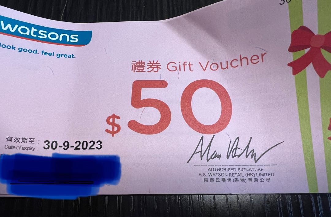 屈臣氏 禮券 現金券 Watsons Gift Voucher 屈臣氏券 6張, 門票＆禮券, 兌換券 - Carousell